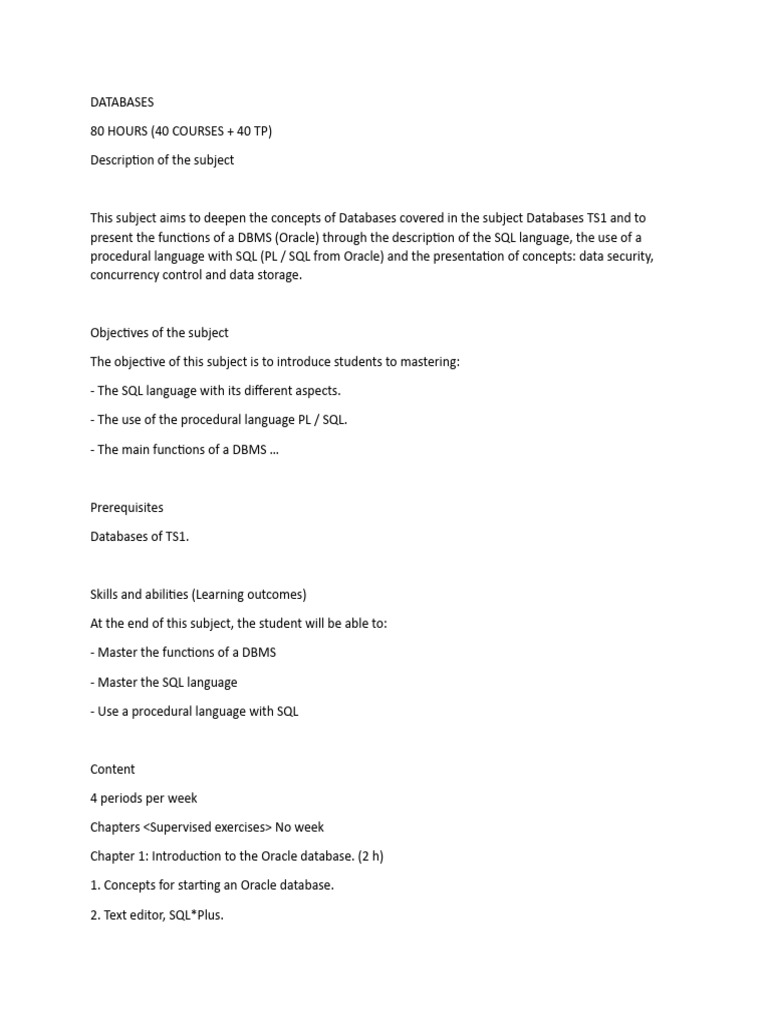 Databases 2 | PDF | Pl/Sql | Sql