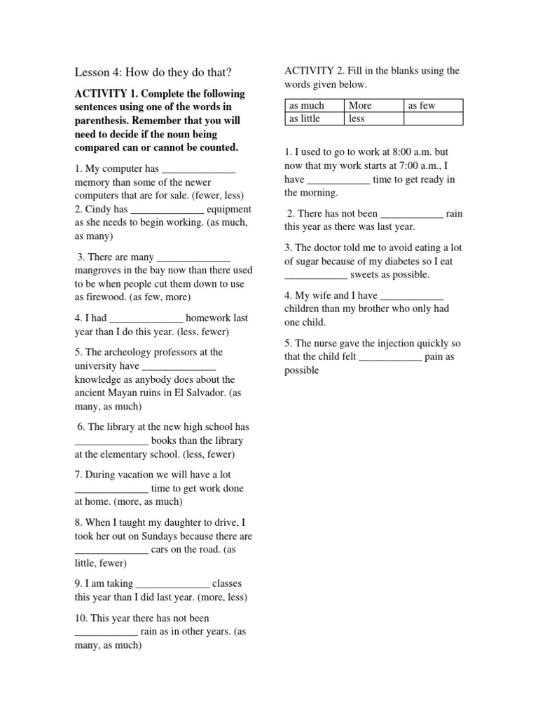 Worbook Lesson 4 | PDF