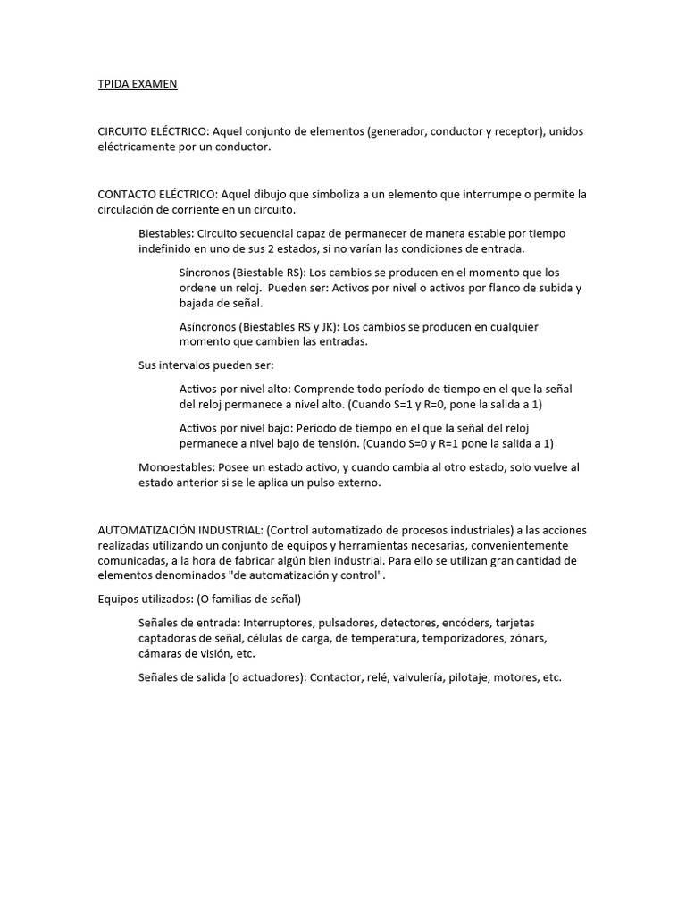 Conceptos Automatización | PDF | Relé | Corriente eléctrica