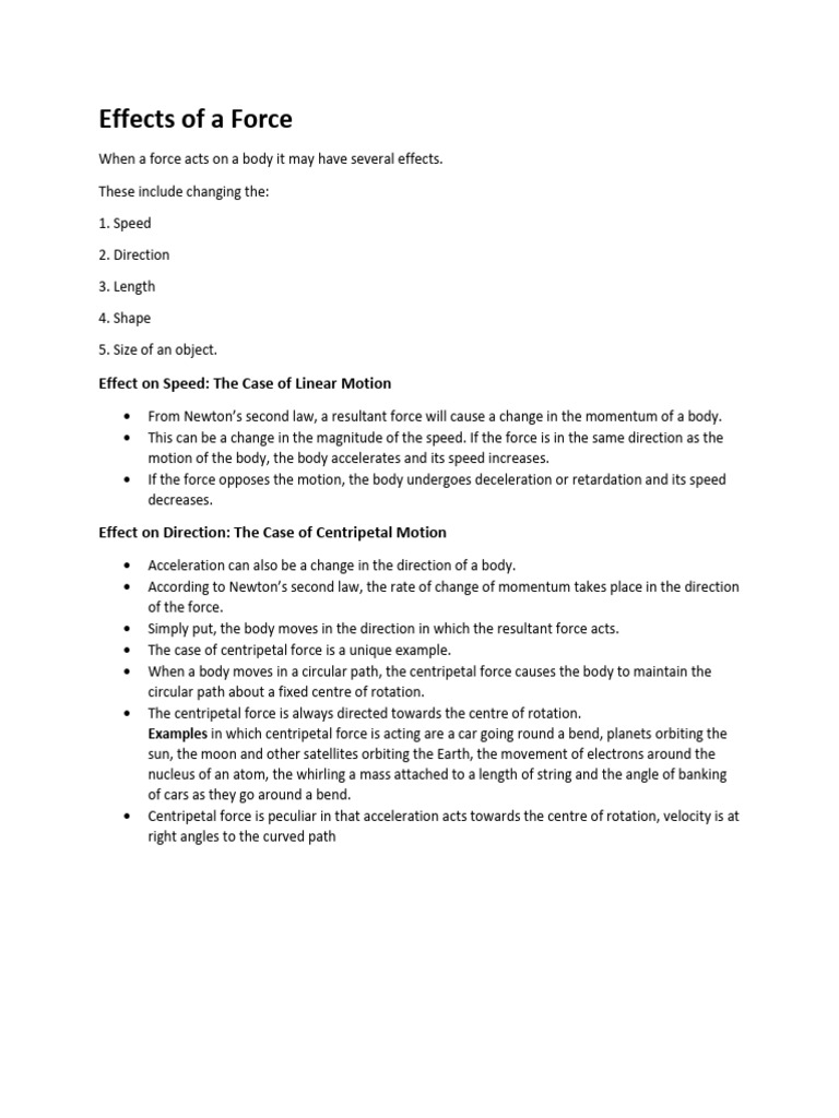 Effects of A Force Form 3 | PDF