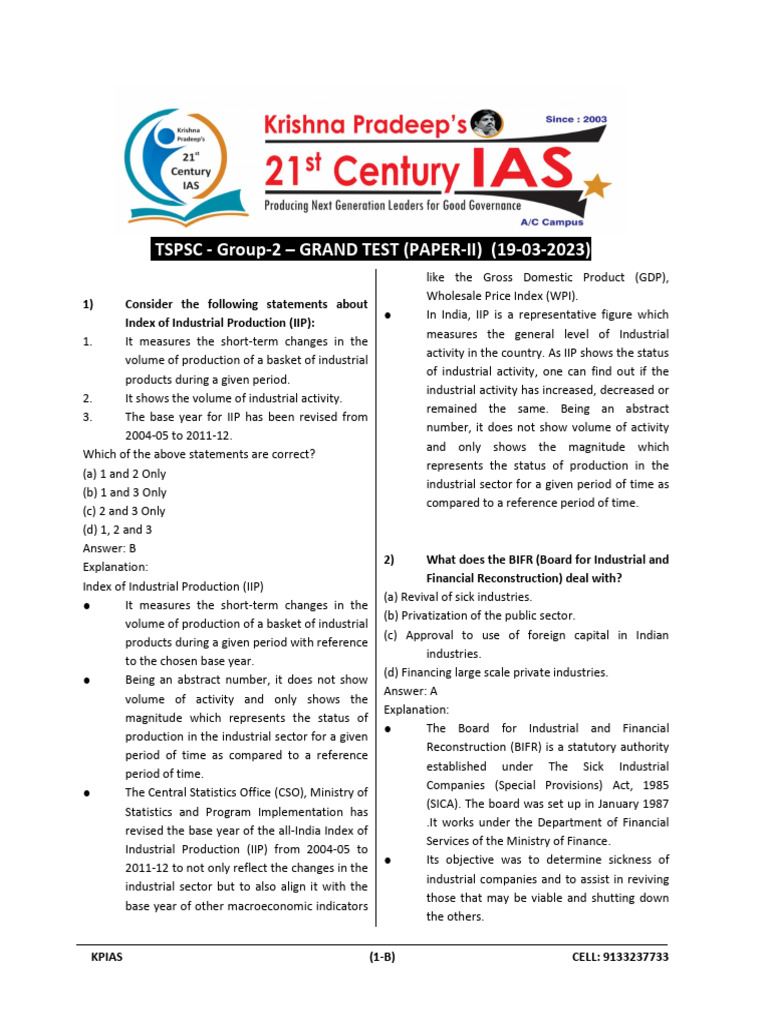 Economy Grand Test Sub Sect1 | PDF | Economies