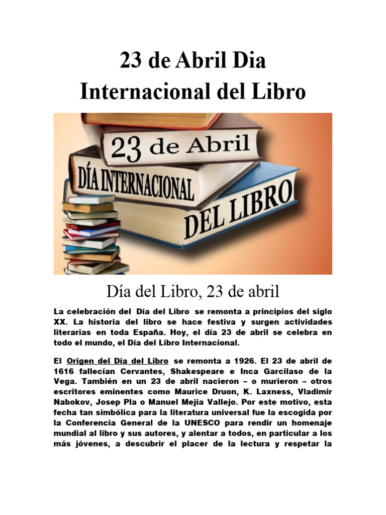 23 de Abril Dia Internacional Del Libro | PDF | Libros