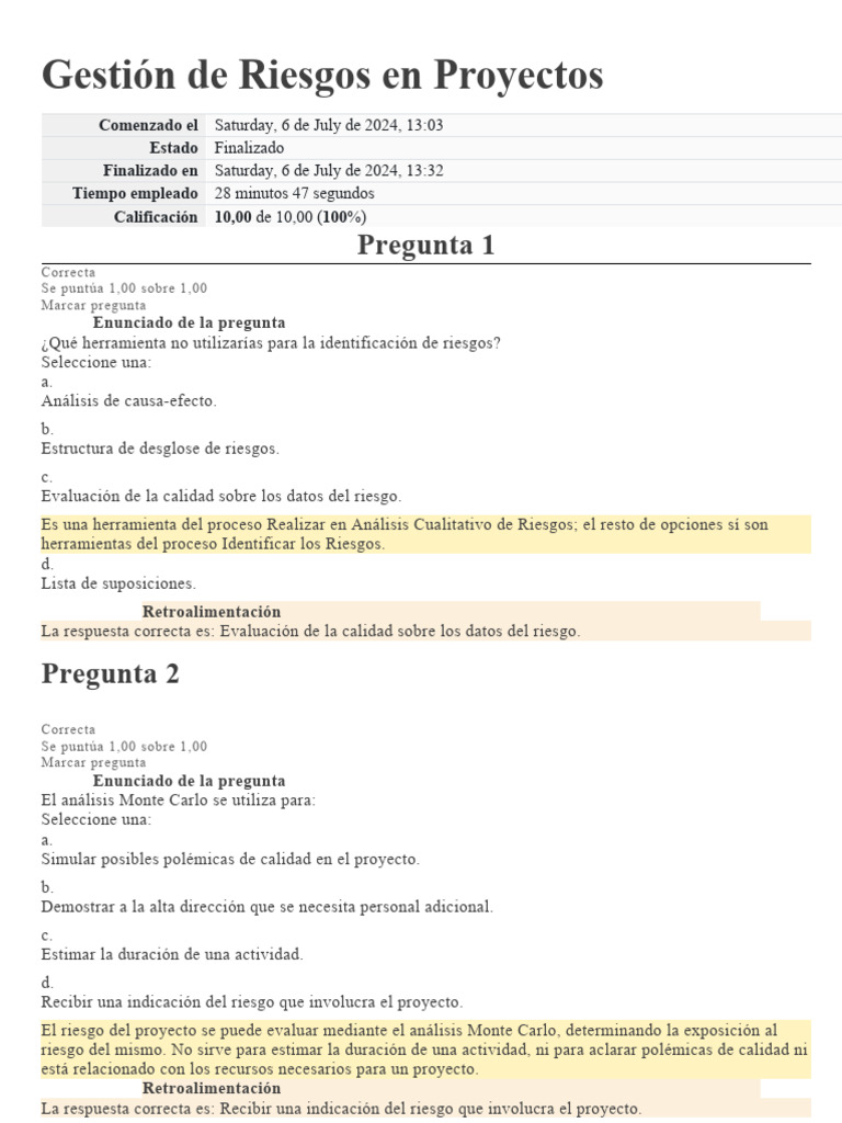 EVALUACION FINAL Gestión de Riesgos en Proyectos | PDF | Riesgo | Evaluación
