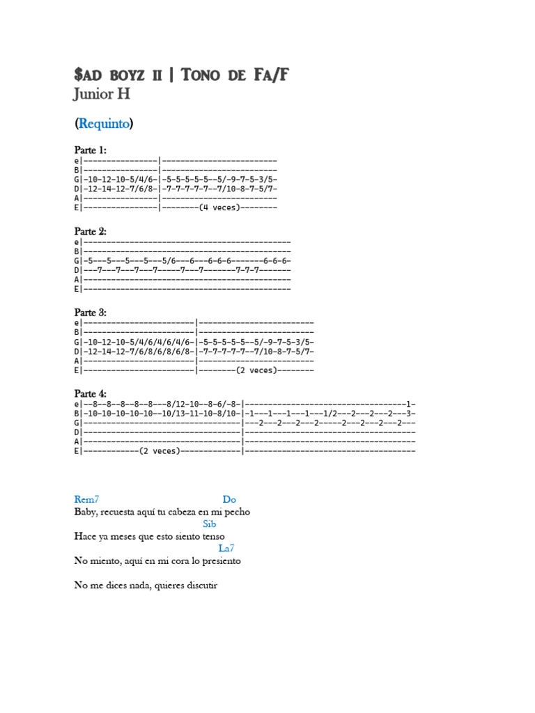 Sad Boyz II (Requinto y Acordes) | PDF