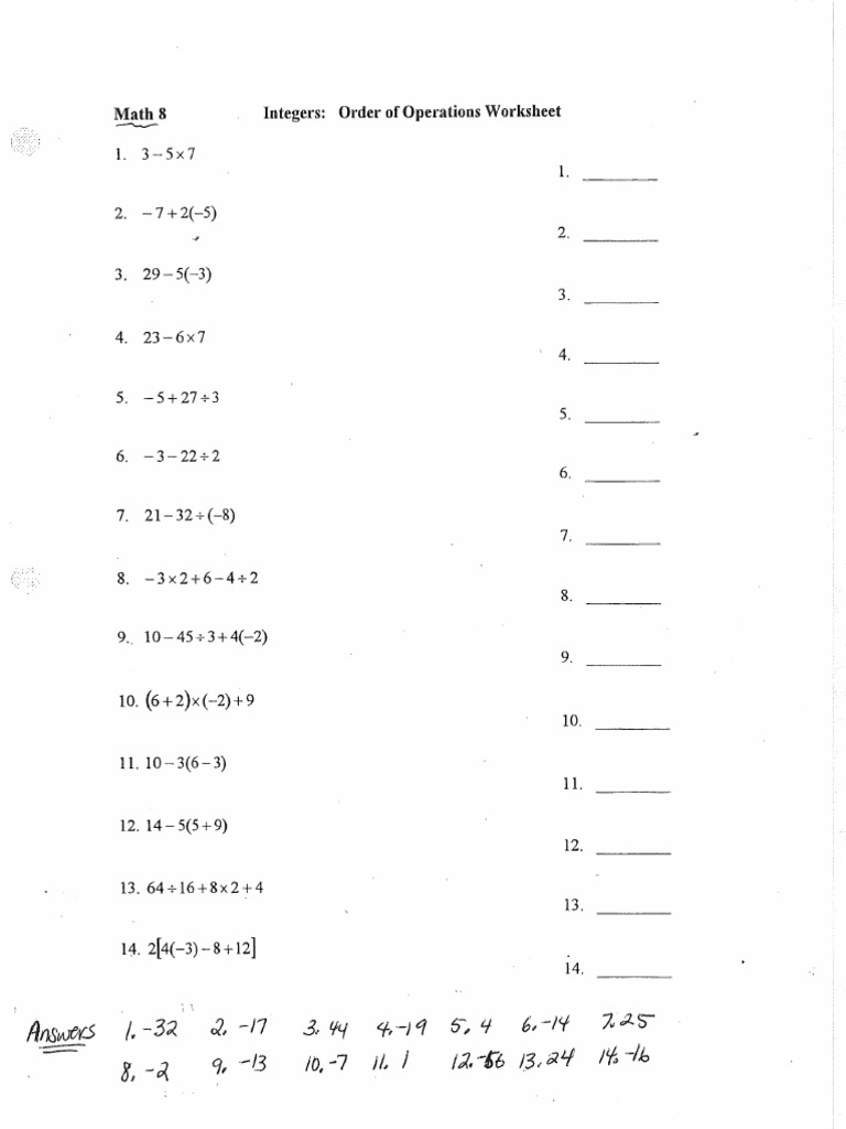 Order of Operations Worksheet | PDF