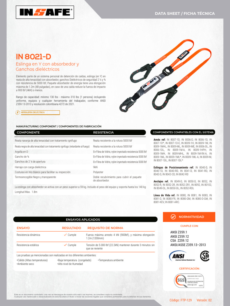 Ficha Tecnica Eslinga en y | PDF