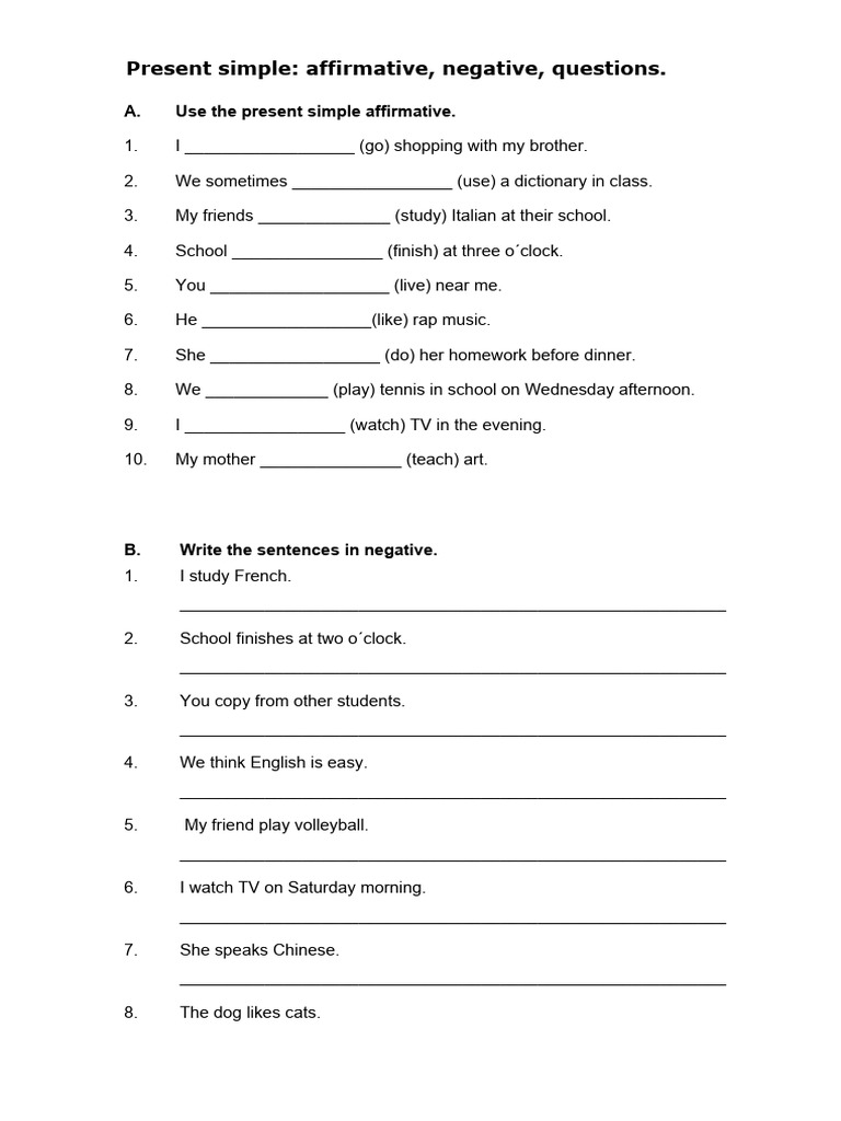 Present Simple (Affirmative, Negative and Questions) | PDF | Linguistics