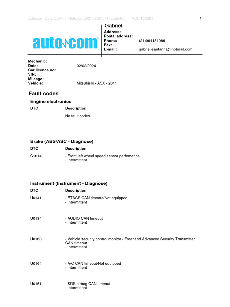 Fault Codes: Gabriel | PDF | Airbag | Seat Belt