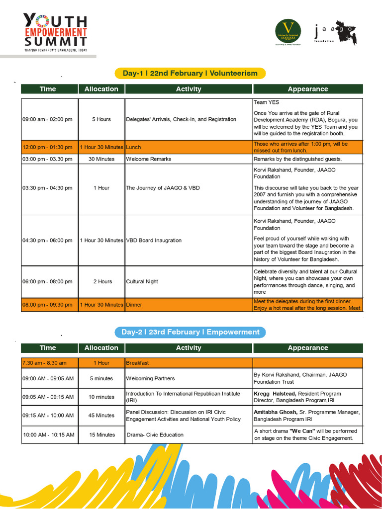 YES 2024 Schedule | PDF