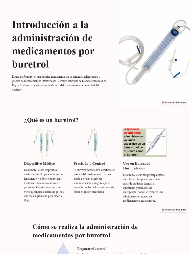 Introduccion A La Administracion de Medicamentos Por Buretrol | PDF ...