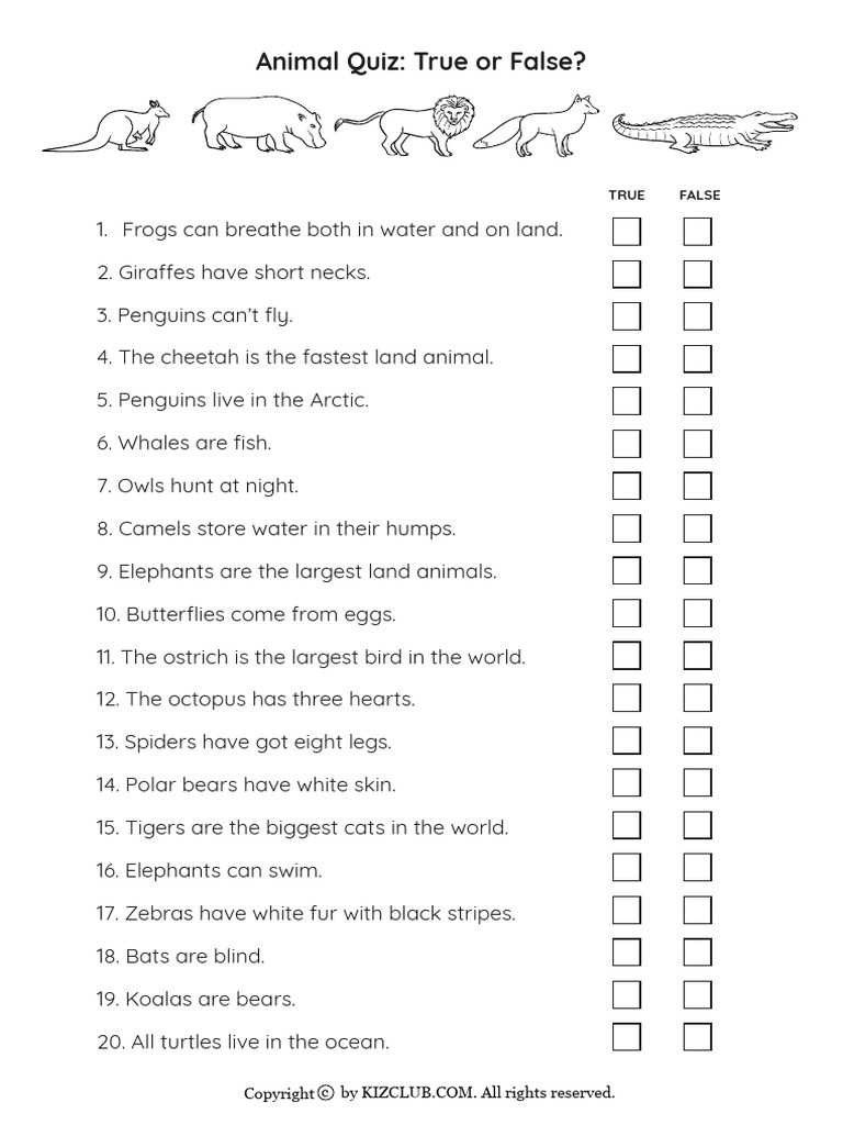 Animal Quiz | PDF