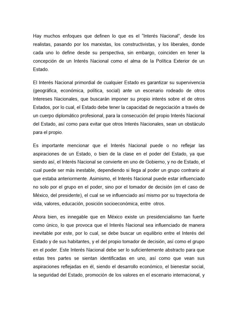 Definición de Política Exterior e Interés Nacional (Donovan Flores ...