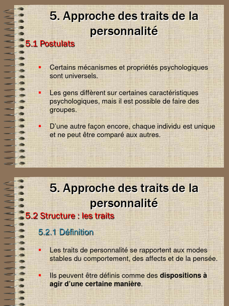 Approche des traits de personnalité | PDF | Psychologie | Introversion ...