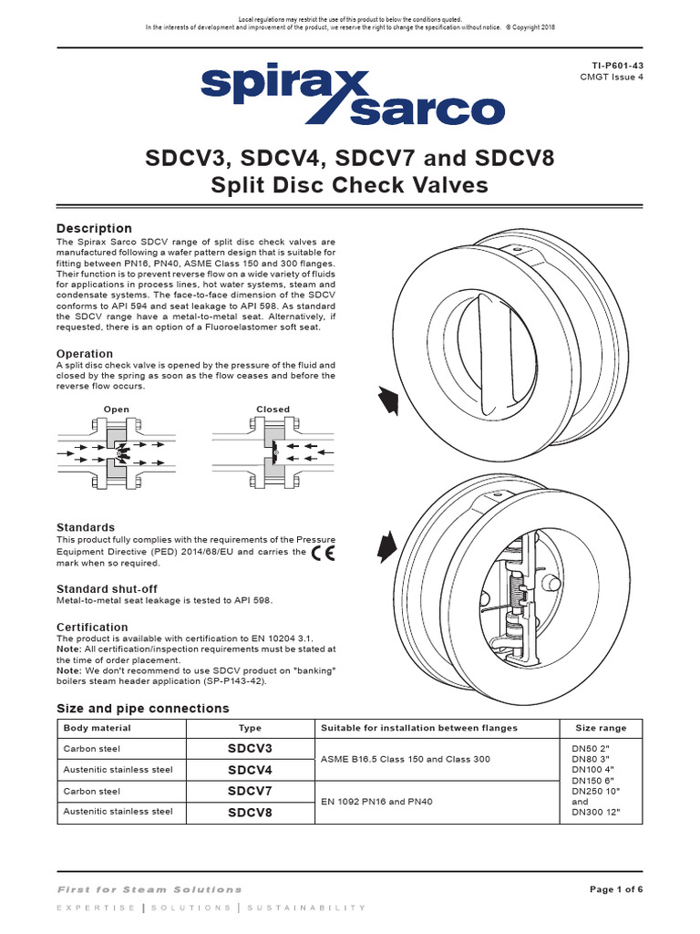 Technical Sheet SDCV | PDF | Valve | Stainless Steel