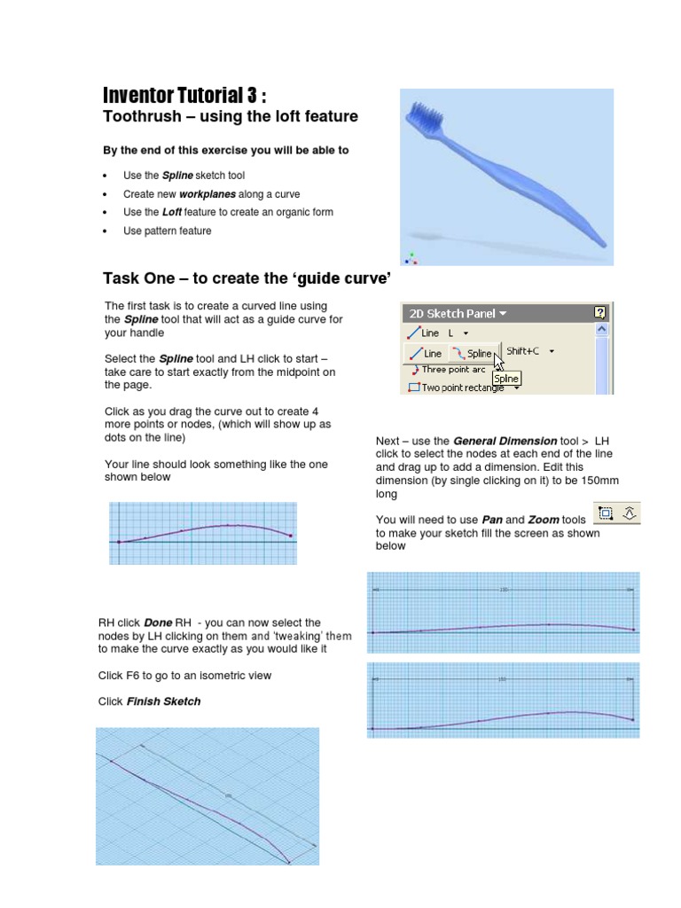 Inventor Tutorial 3:: Toothrush - Using The Loft Feature | PDF ...