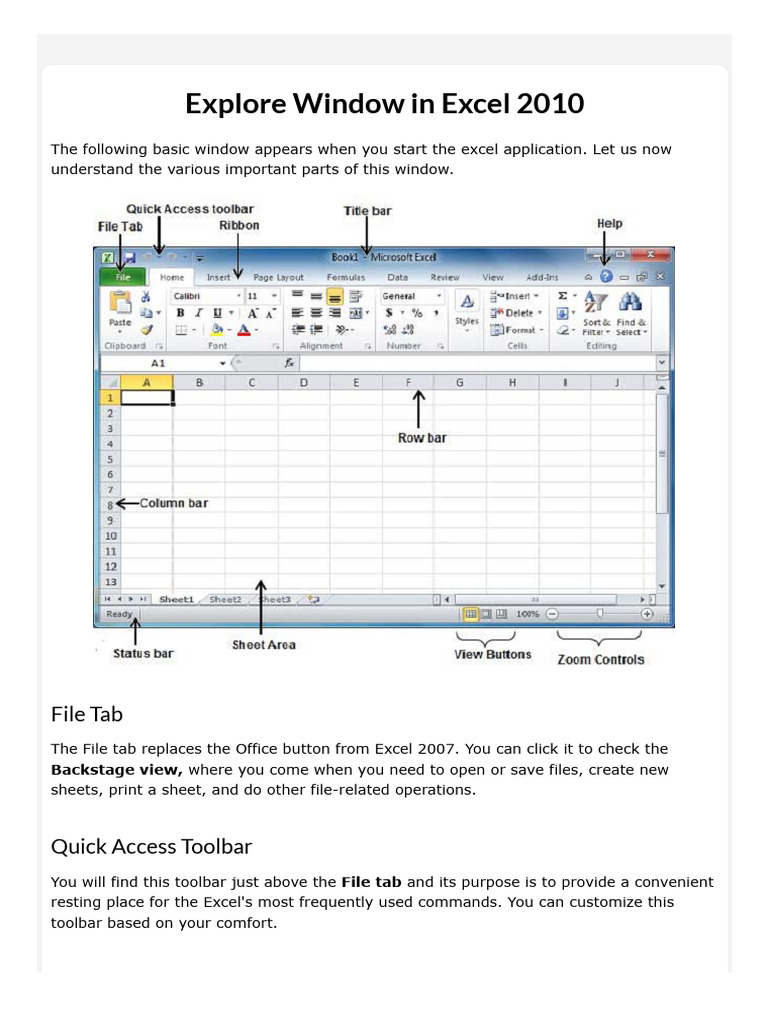 Explore Window in Excel 2010 | PDF | Window (Computing) | Human–Computer Interaction