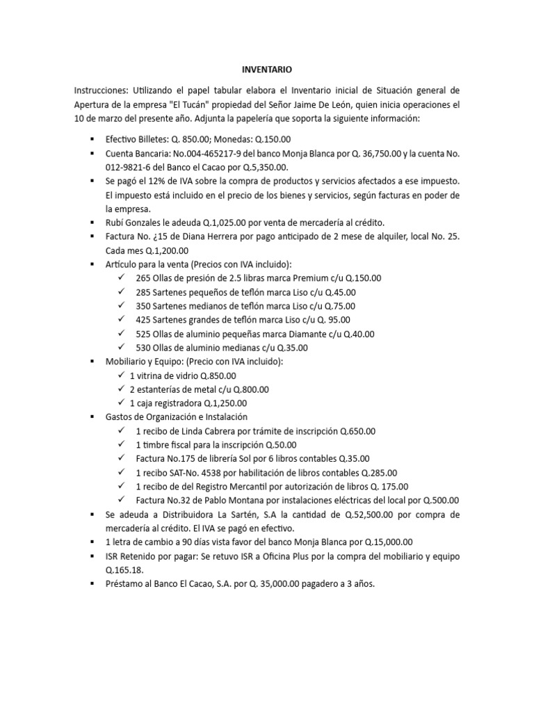 Inventario 2 | PDF | Factura | Economias