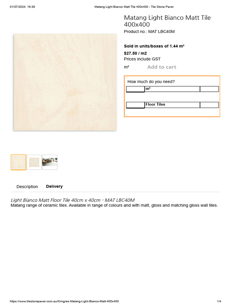 Matang Light Bianco Matt Tile 400x400 | PDF | Tile | Materials