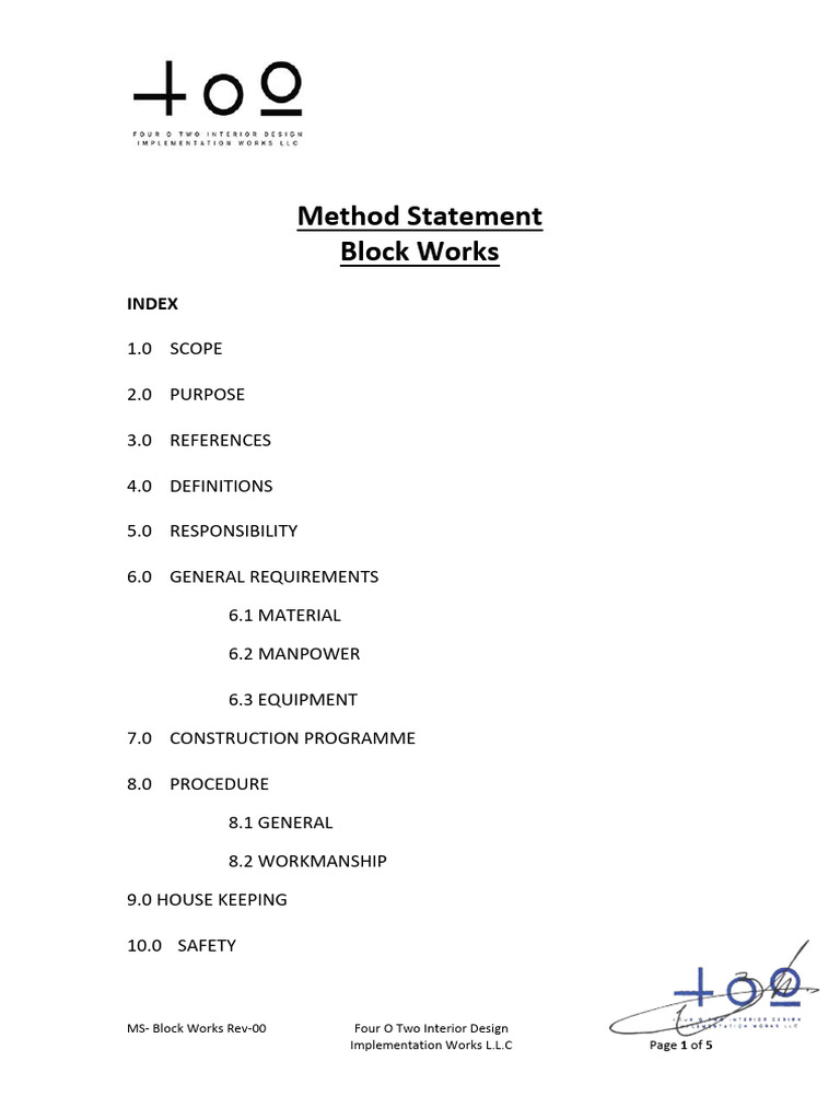 02-FOT-MS-Block Works - Rev.0 | PDF | Quality Assurance | Specification ...