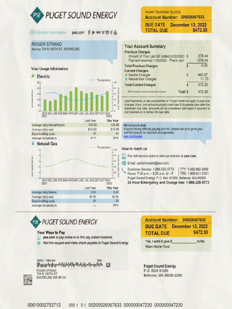 Sound Energy Billing Summary | PDF