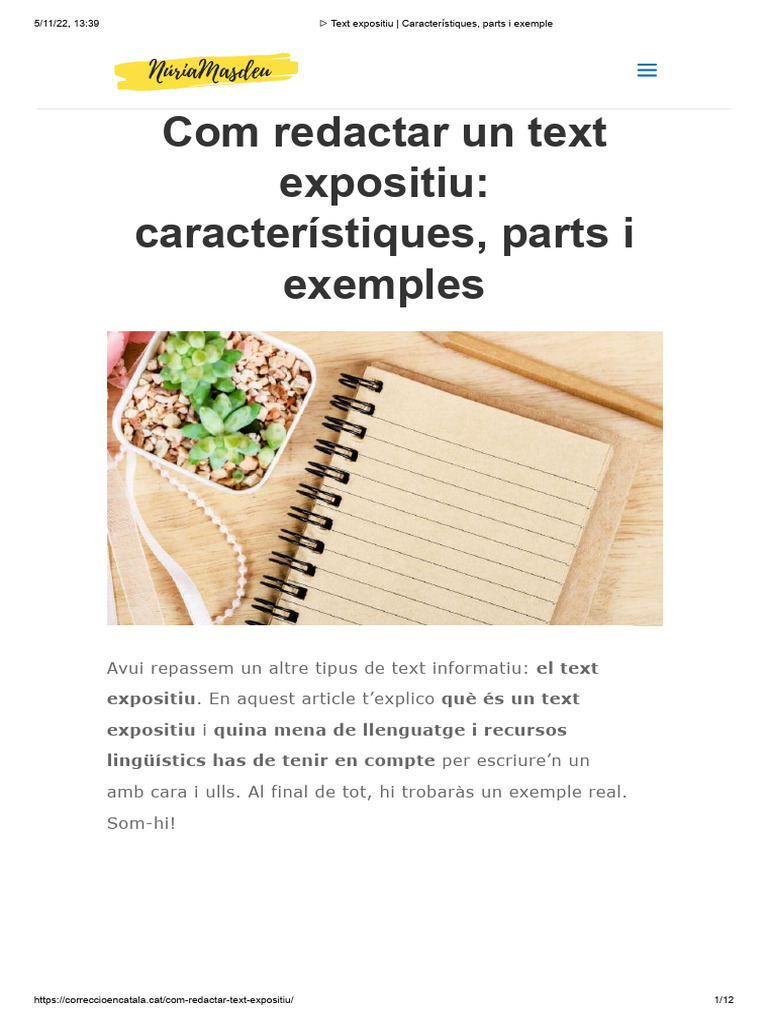 Text Expositiu - Característiques, Parts I Exemple | PDF