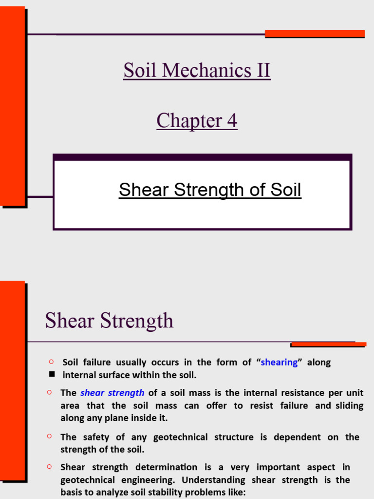 Chapter 4 Shear Strength | PDF | Soil Mechanics | Strength Of Materials