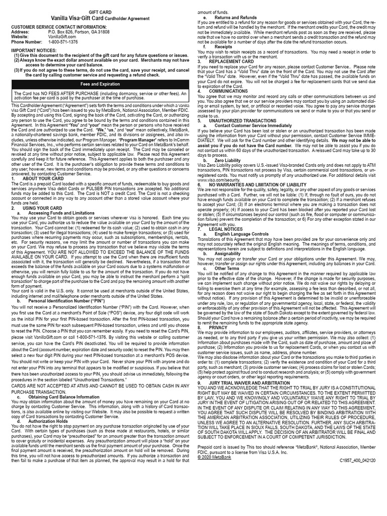 C1957 400 VV Gift Visa Metabank Terms and Conditions 8 5x11 v8 042120 ...