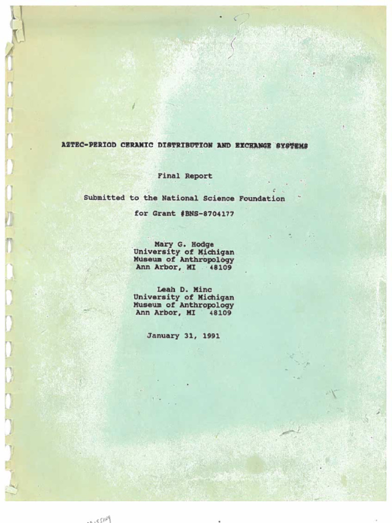 Aztec-Period Ceramic Distribution and Exchange Systems (Final NSF ...