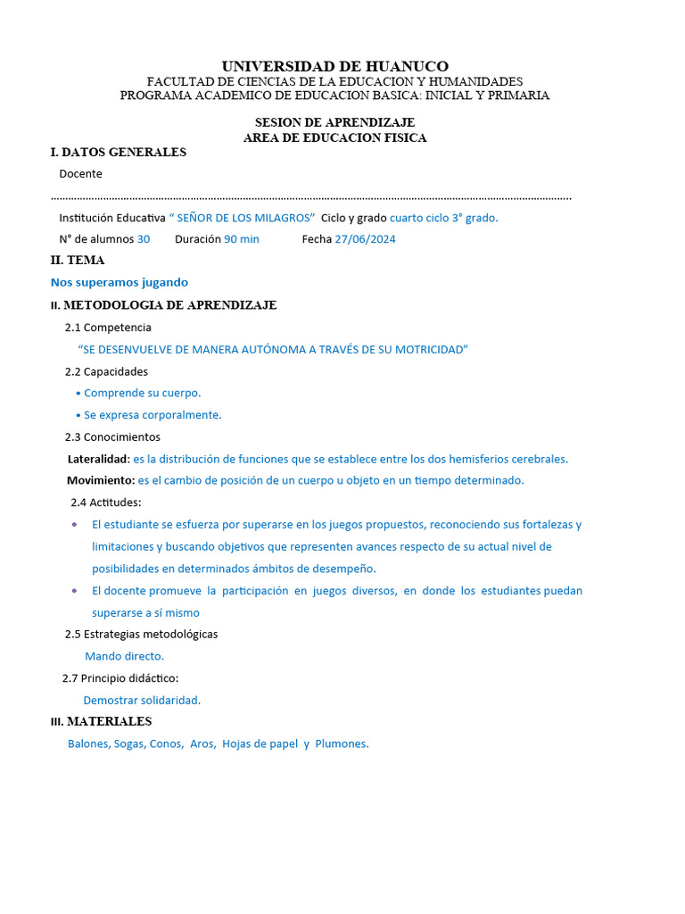 Sesion de Aprendizaje - Esquema | PDF | Aprendizaje | Maestros