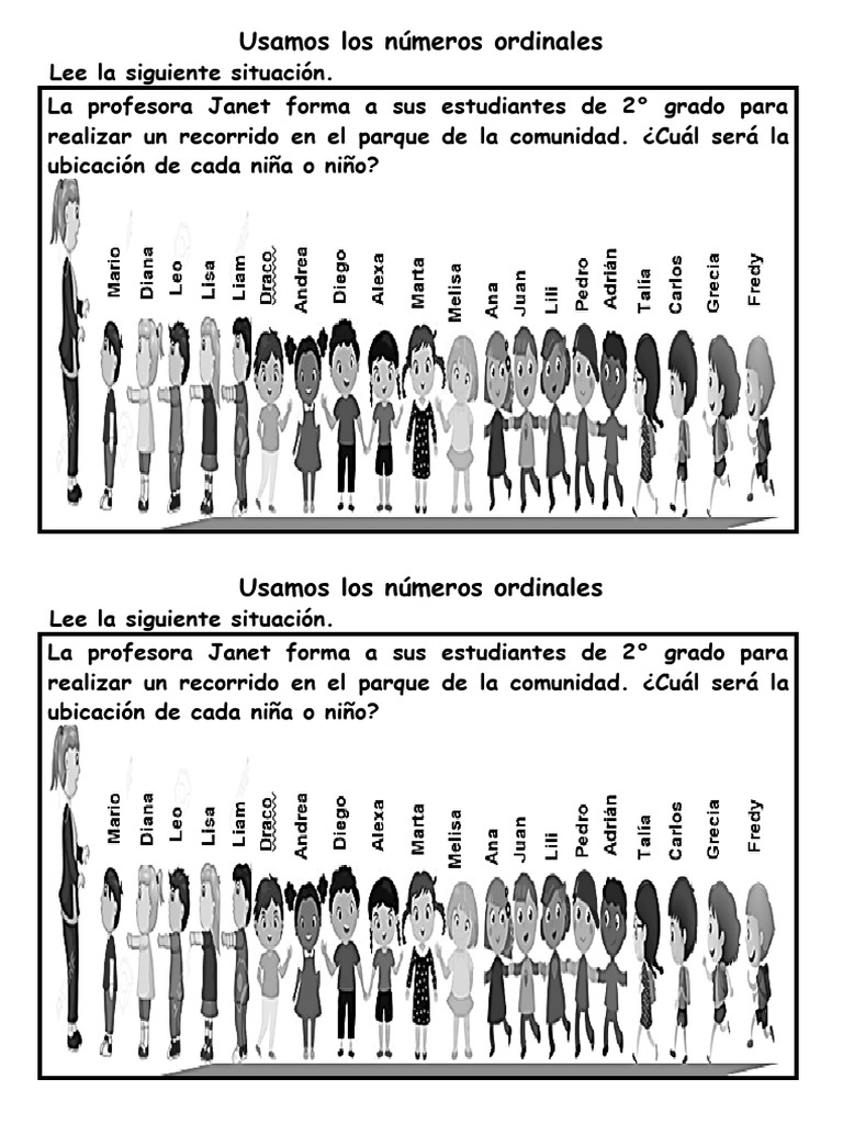 Ficha MAT Numeros Ordinales | PDF