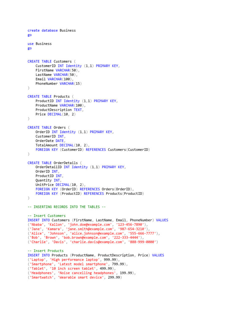 Advanced Database Concepts4a-Create Database Business | PDF | Computers