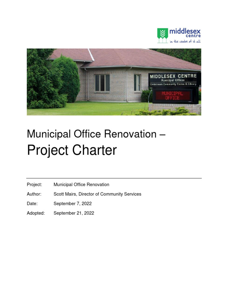 Municipal Office Renovation Project Charter September 21 2022 ...