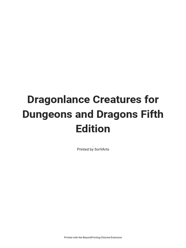 Dragonlance Creatures | PDF | Dungeons & Dragons | Gary Gygax Games