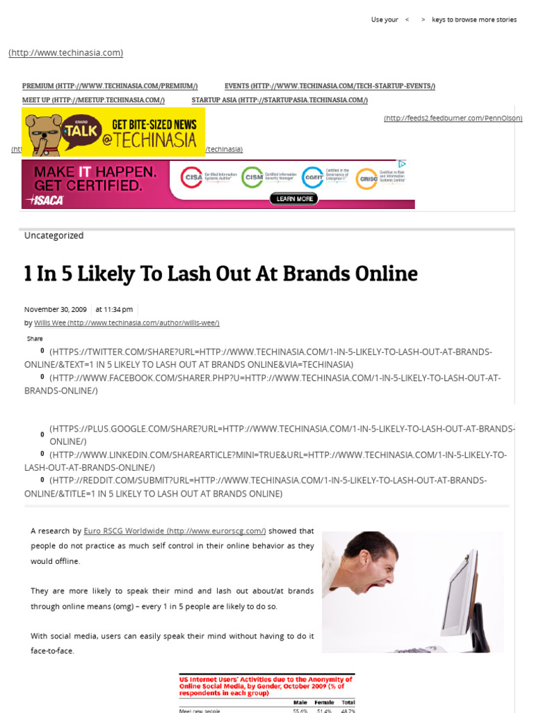 1 in 5 Likely To Lash Out at Brands Online | PDF | Popular Culture ...
