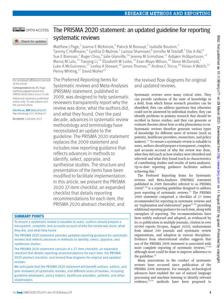 PRISMA 2020 Guideline For Reporting Reviews | PDF | Systematic Review ...