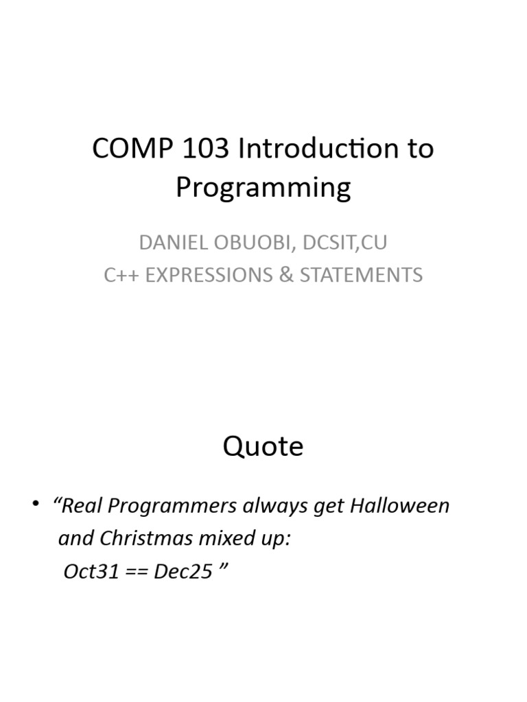 COMP 103 L4 Intro ExprOp | PDF | Computer Engineering | Mathematical Logic