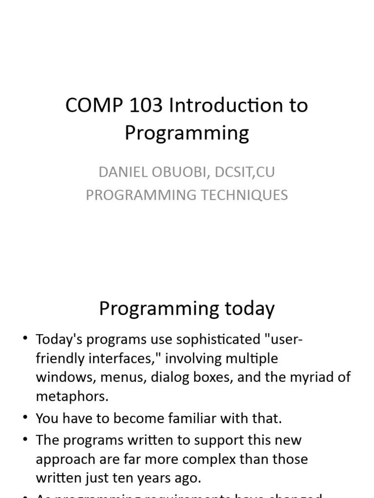 COMP 103 L5-ProgTechniques | PDF | Object Oriented Programming | C++