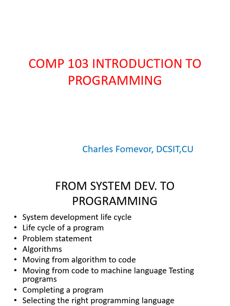 COMP 103 L1-Prog-CSIT - Stud | PDF | Computer Program | Programming