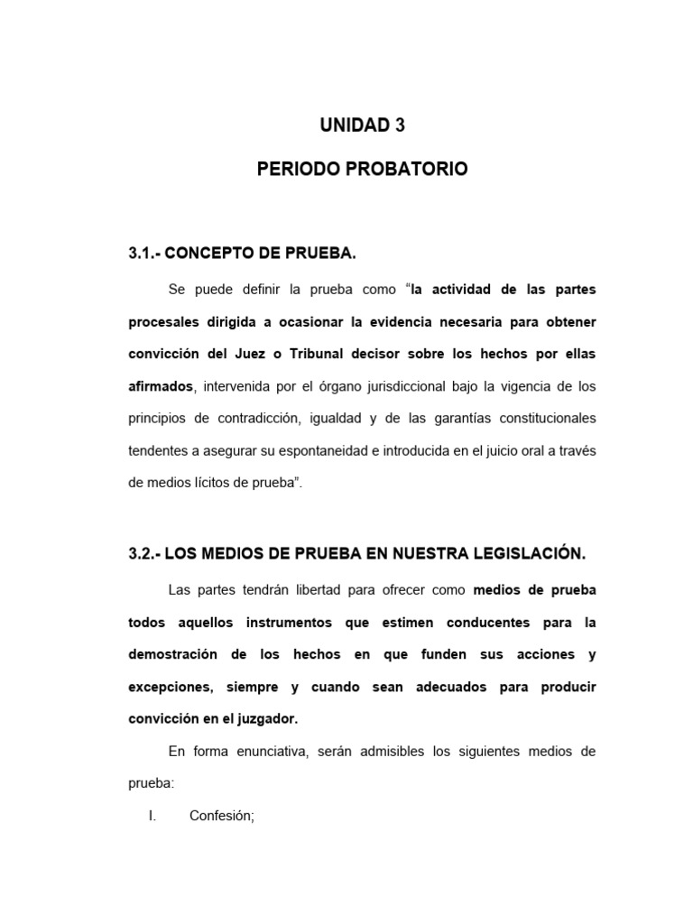 Unidad 3. - Periodo Probatorio | PDF | Testigo experto | Sentencia (ley)