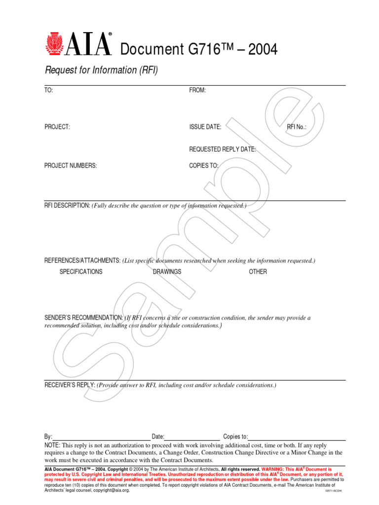 AIA-G716-2004-Request For Information Template | PDF