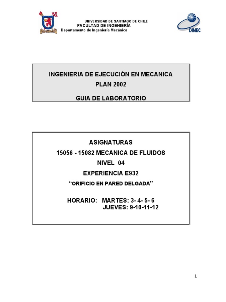 Vena Contracta en Flujos por Orificio | PDF