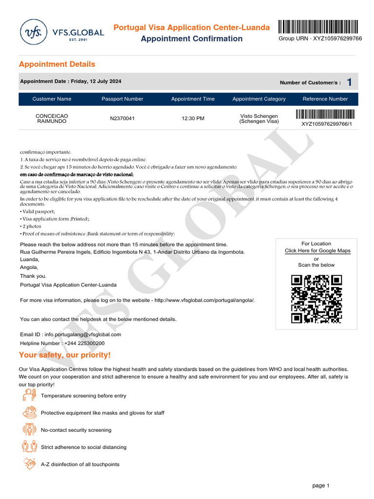 Vfs Global: Portugal Visa Application Center-Luanda | PDF | Travel Visa ...