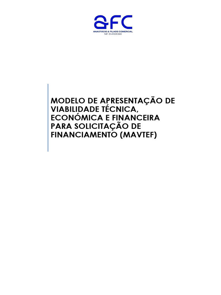 Modelo de Apresentacao de Viabilidade Tecnica Economica e Financeira Afc | PDF | Crédito ...