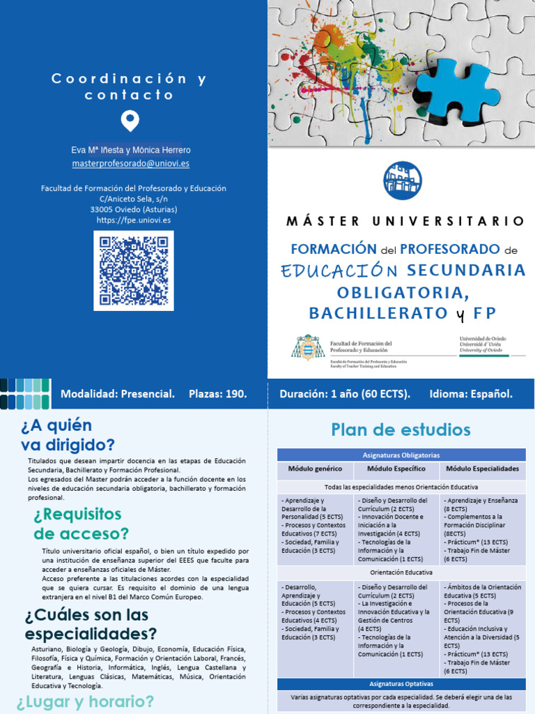 Diptico Master Secundaria | PDF | Maestros | Enseñando