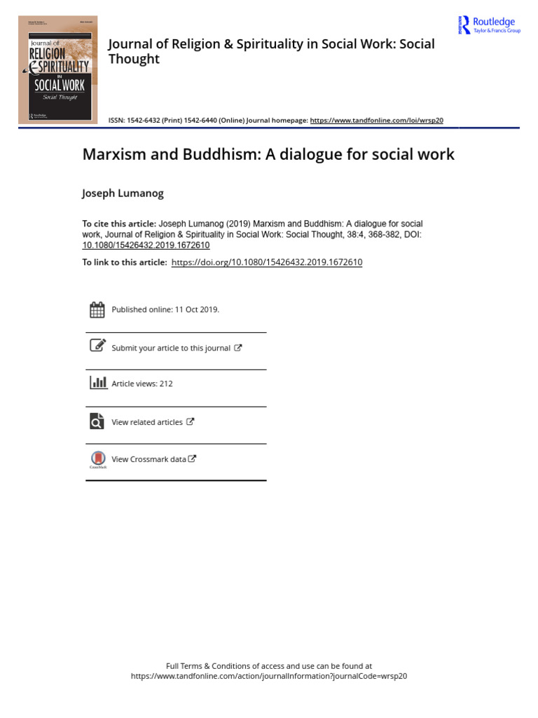 Lumanog, Joseph - Marxism and Buddhism A Dialogue For Social Work | PDF ...
