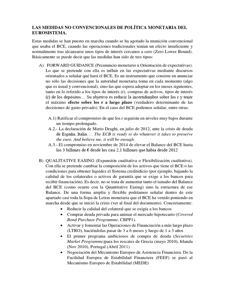 Medidas No Convencionales PDF Banco Central Europeo