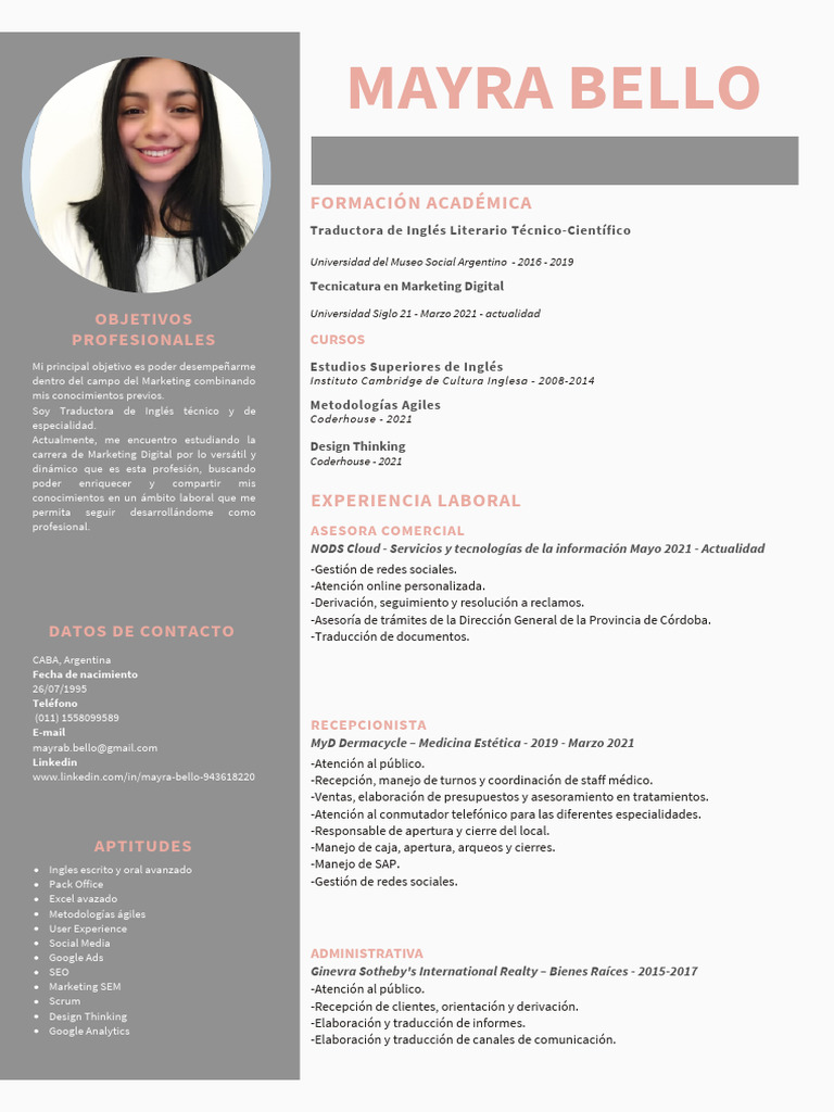 CV - Mayra Bello | PDF | Comunicación humana | Informática