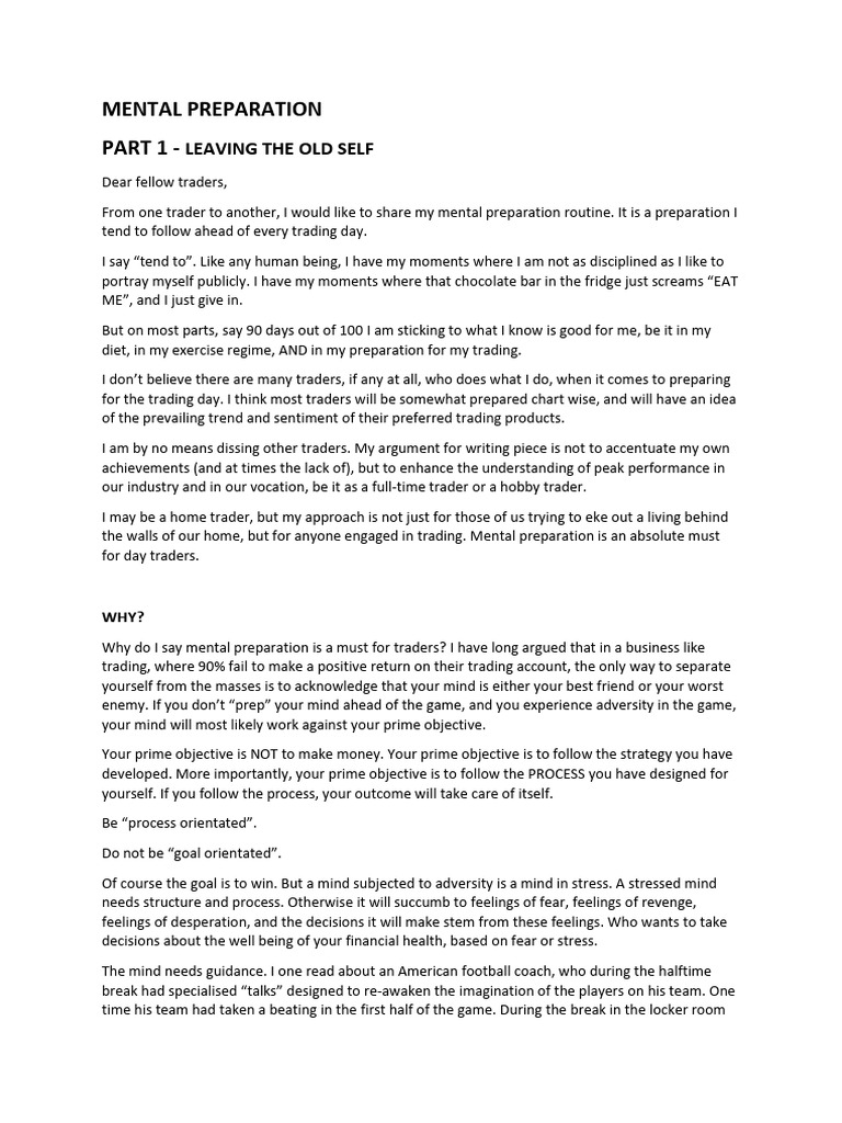 Mental Preparation Part 1 | PDF | Mind