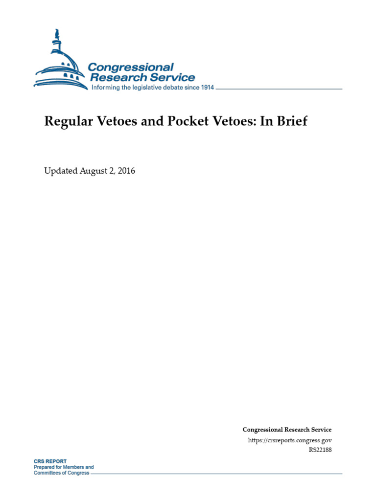 Regular Veto and Pocket Veto | PDF | American Government | Presidents ...