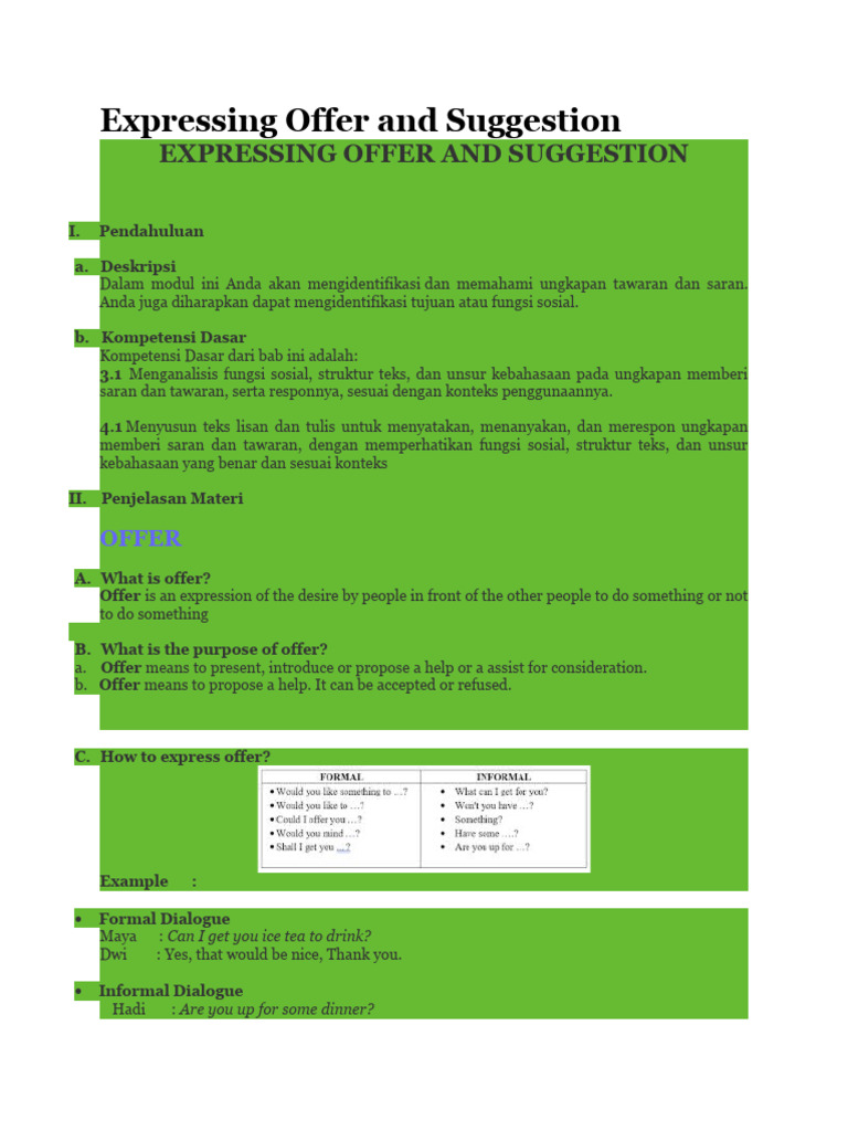 Offers and Suggestions Explained | PDF | Linguistics
